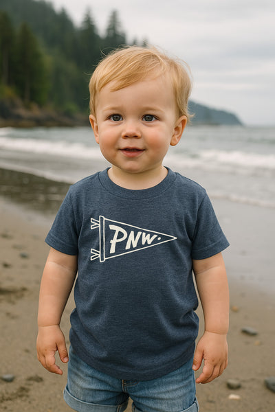 Kids PNW Pennant Tee-Heather Navy – Moore